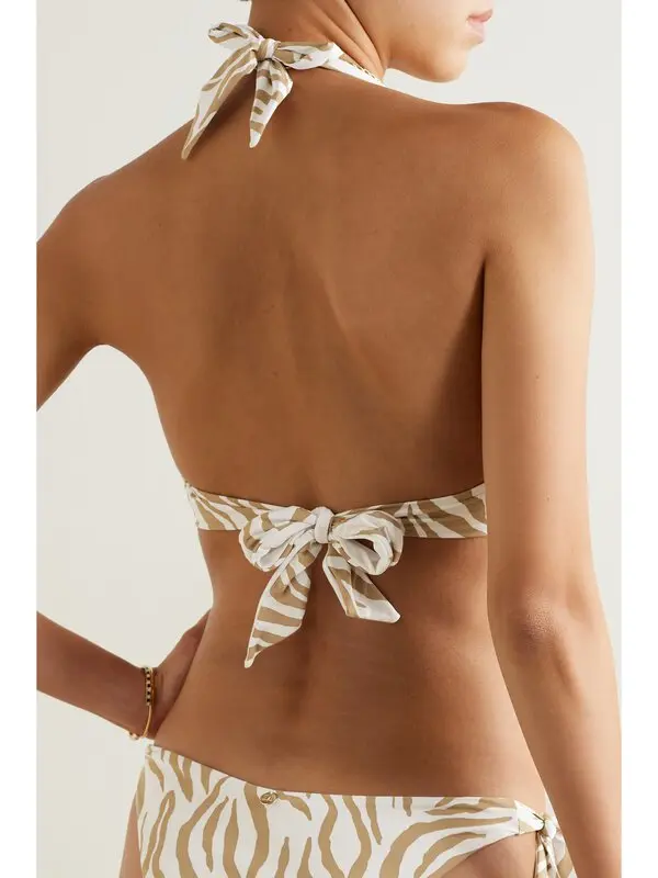 Max Mara Alberta Zebra-print Bikini Top - Neutrals