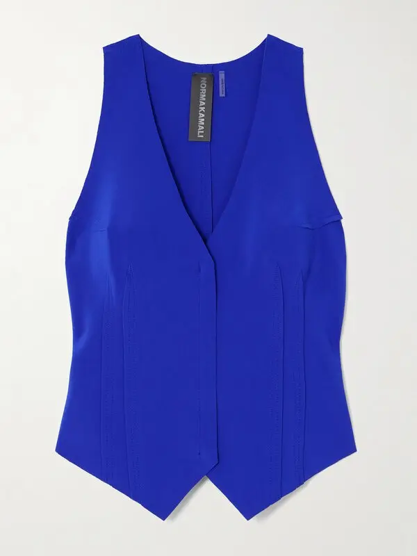 Norma Kamali Pintucked Stretch-jersey Vest - Blue