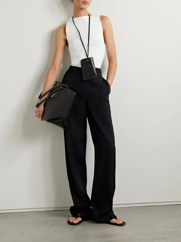 Another Tomorrow Crepe Straight-leg Trousers