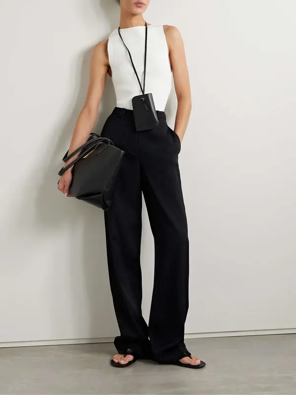 Another Tomorrow Crepe Straight-leg Trousers