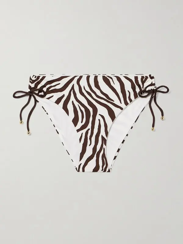 Max Mara Sibilla Zebra-print Bikini Bottom - Brown