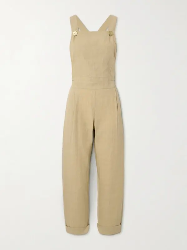 Le Kasha Sharani Linen Overalls - Neutrals