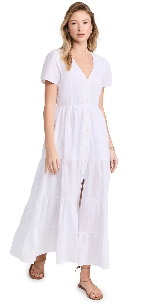 Playa Lucila Button Maxi Dress - White