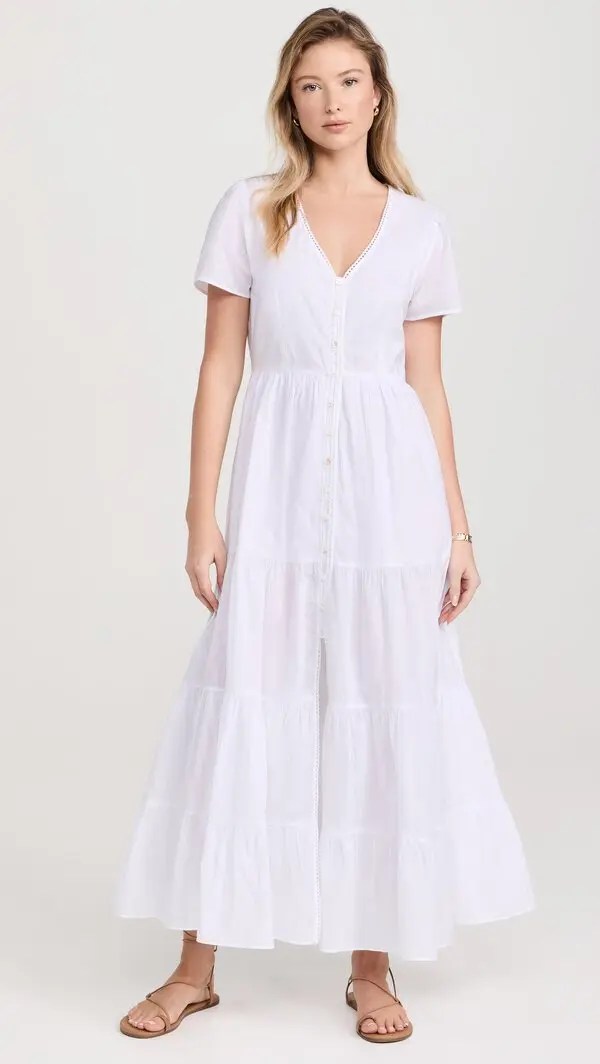 Playa Lucila Button Maxi Dress - White