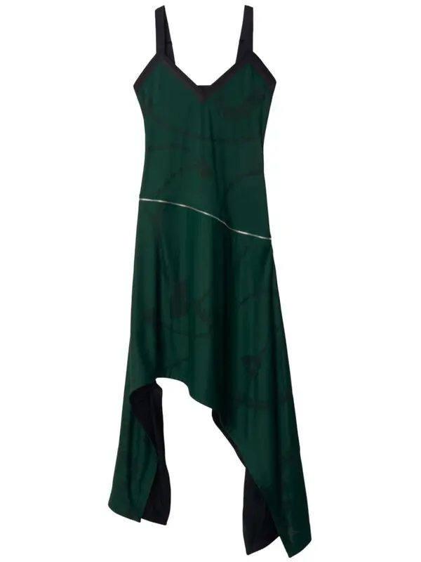 Burberry Shield Hardware Asymmetric Midi Dress - Green