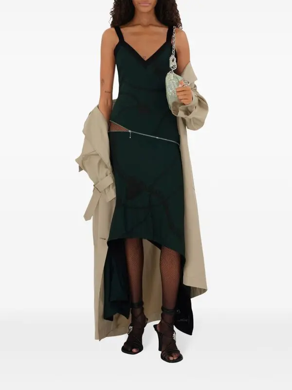 Burberry Shield Hardware Asymmetric Midi Dress - Green