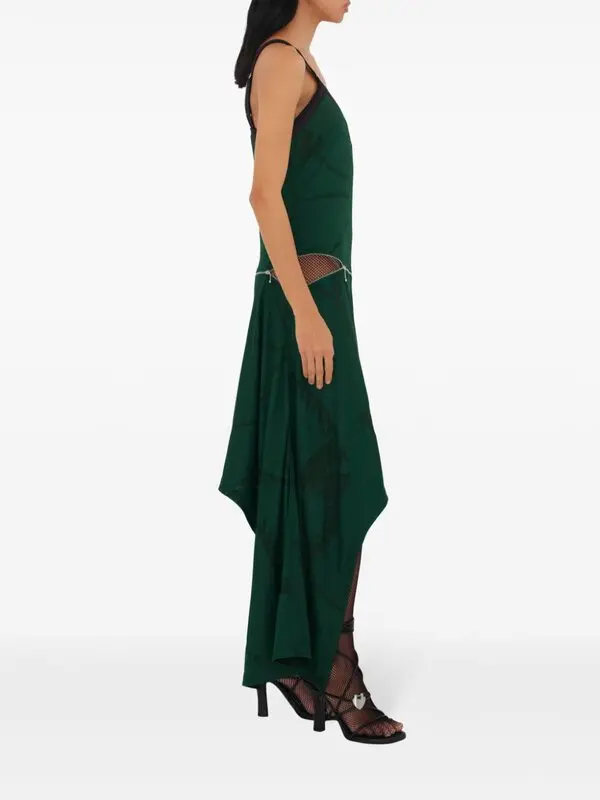 Burberry Shield Hardware Asymmetric Midi Dress - Green