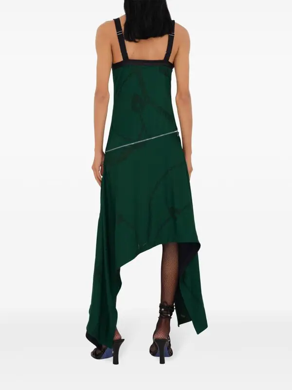 Burberry Shield Hardware Asymmetric Midi Dress - Green