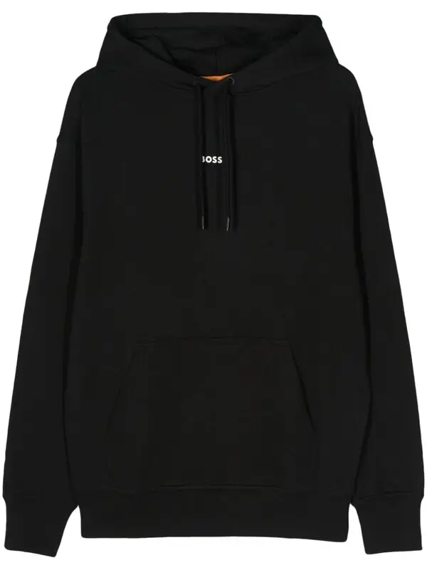BOSS Cotton-terry Hoodie With Logo Print - Black