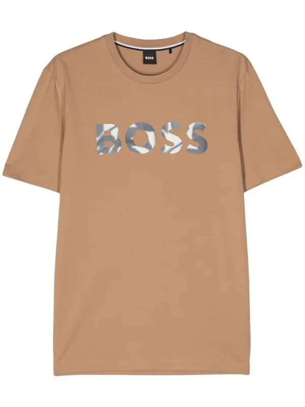 BOSS Logo-print Cotton T-shirt - Neutrals