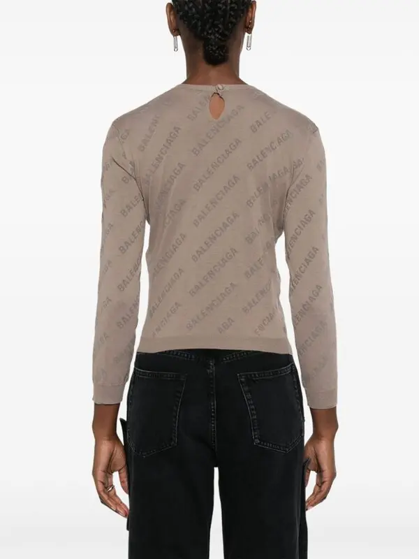 Balenciaga Flocked Logo Cotton Jumper