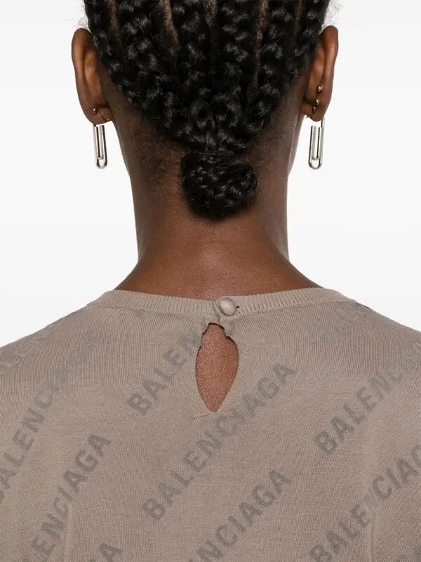 Balenciaga Flocked Logo Cotton Jumper