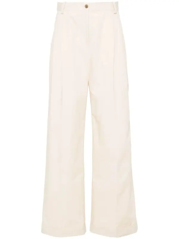 Maison Kitsuné Logo-embroidered Pleated Trousers