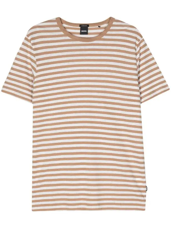 BOSS Short-sleeves Striped T-shirt - Neutrals