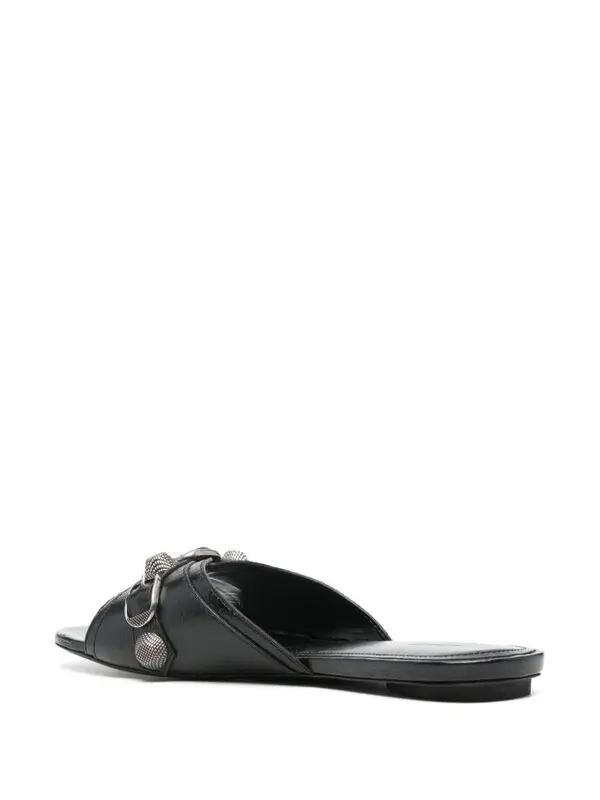 Balenciaga Cagole Leather Sandals - Black