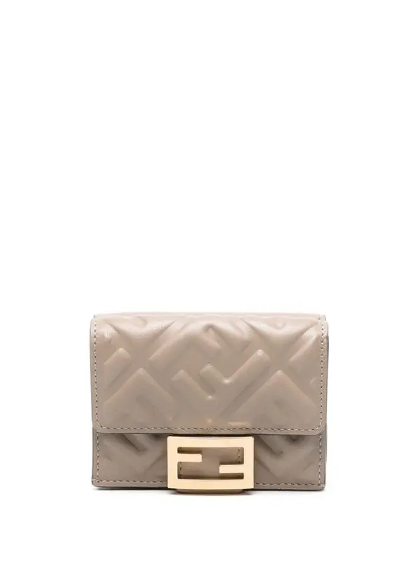 Fendi Baguette Ff-embossed Tri-fold Wallet - Grey