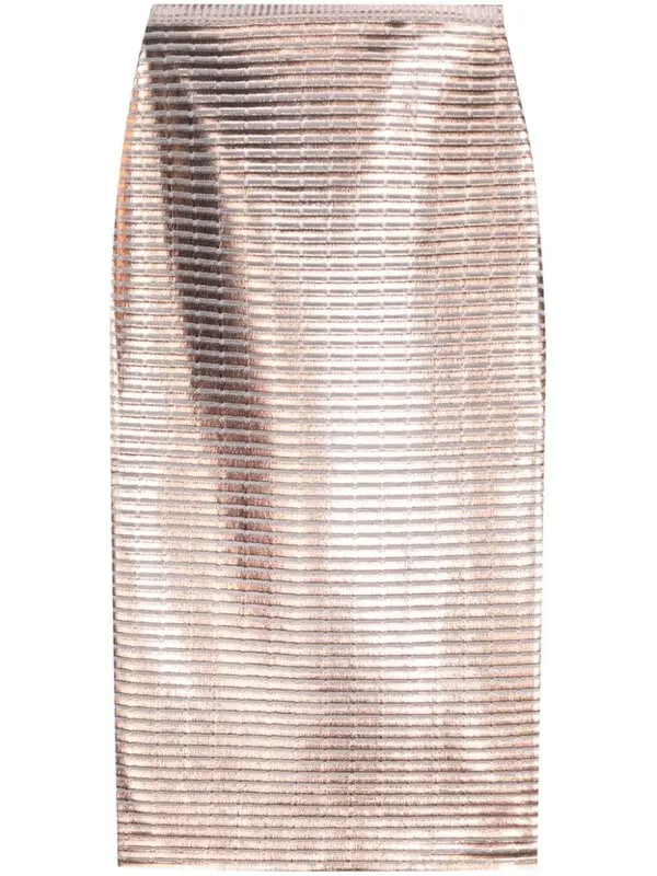 GENNY Lamé Midi Pencil Skirt
