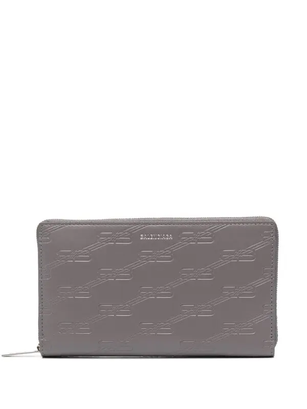 Balenciaga Embossed-logo Leather Wallet - Grey