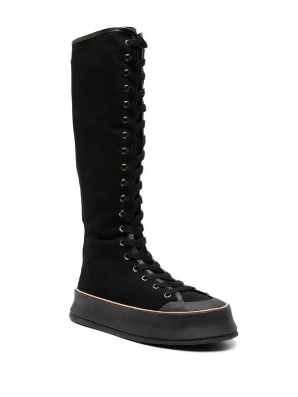 Max Mara Lace-up Canvas Knee-high Boots