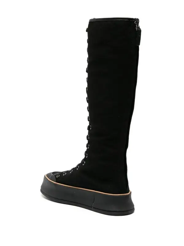 Max Mara Lace-up Canvas Knee-high Boots