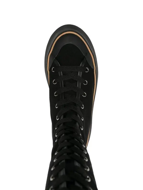 Max Mara Lace-up Canvas Knee-high Boots