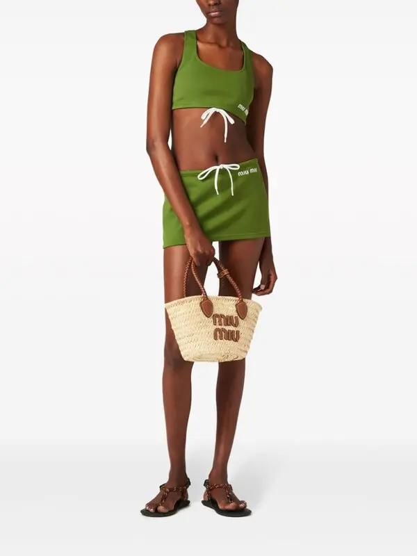 Miu Miu Woven Raffia Tote Bag With Braided Handles