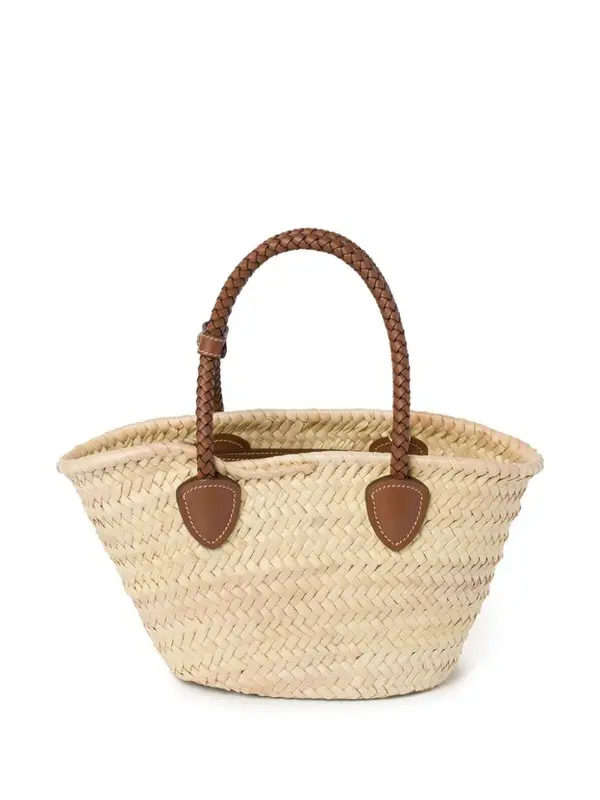 Miu Miu Woven Raffia Tote Bag With Braided Handles