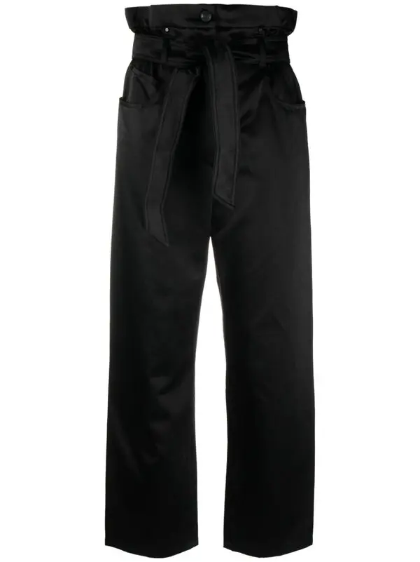 Max Mara High-waisted Belted Satin Trousers
