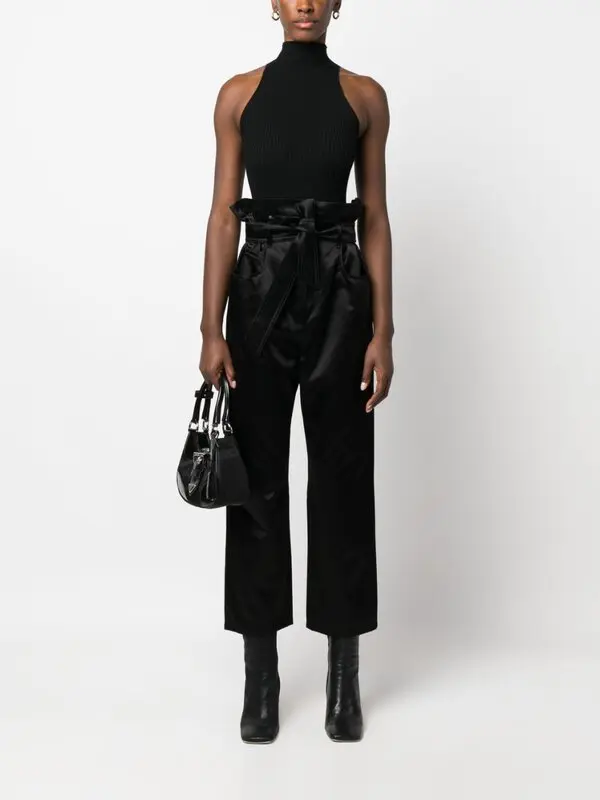 Max Mara High-waisted Belted Satin Trousers