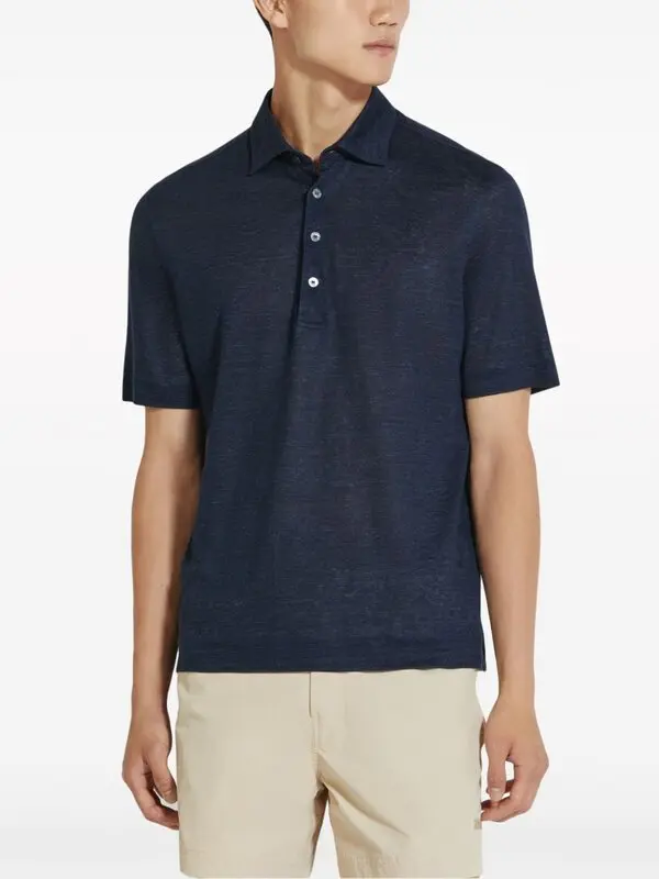 Zegna Linen Polo Shirt - Blue