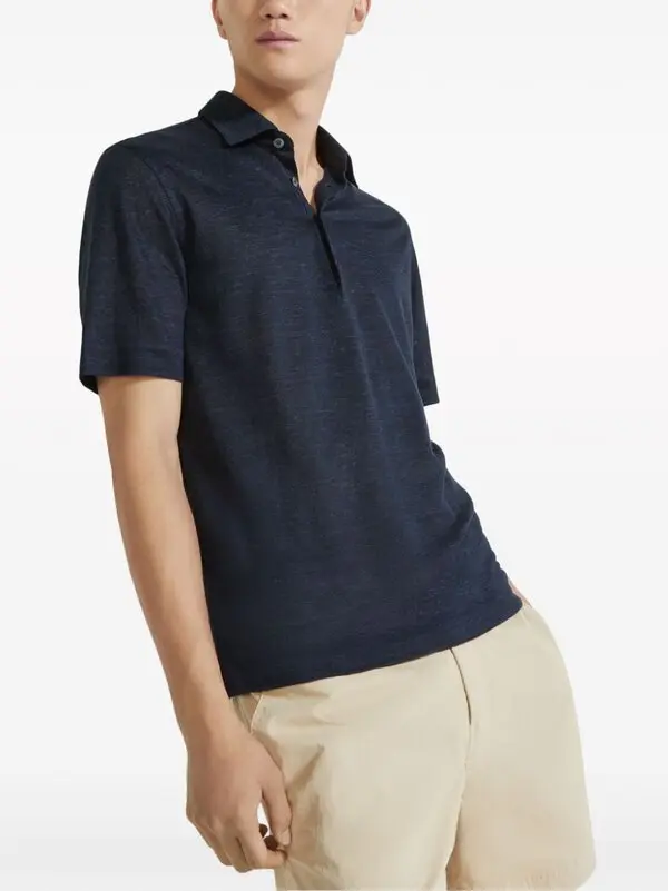 Zegna Linen Polo Shirt - Blue