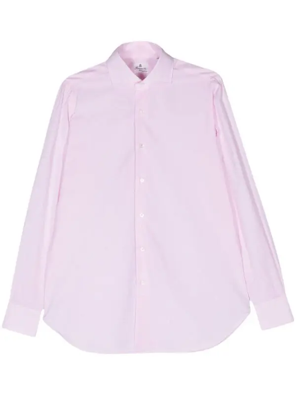 FINAMORE 1925 Classic-collar Cotton Shirt - Pink