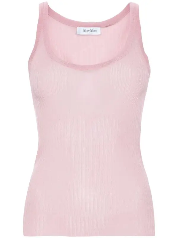 Max Mara Fine-ribbed Semi-sheer Top - Pink