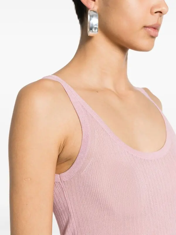 Max Mara Fine-ribbed Semi-sheer Top - Pink