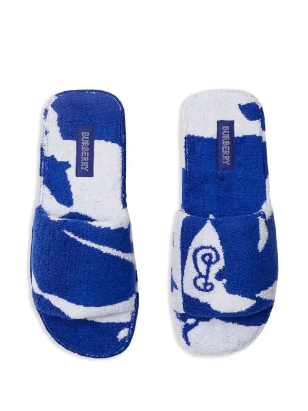 Burberry Cotton-towelling Slippers - Blue