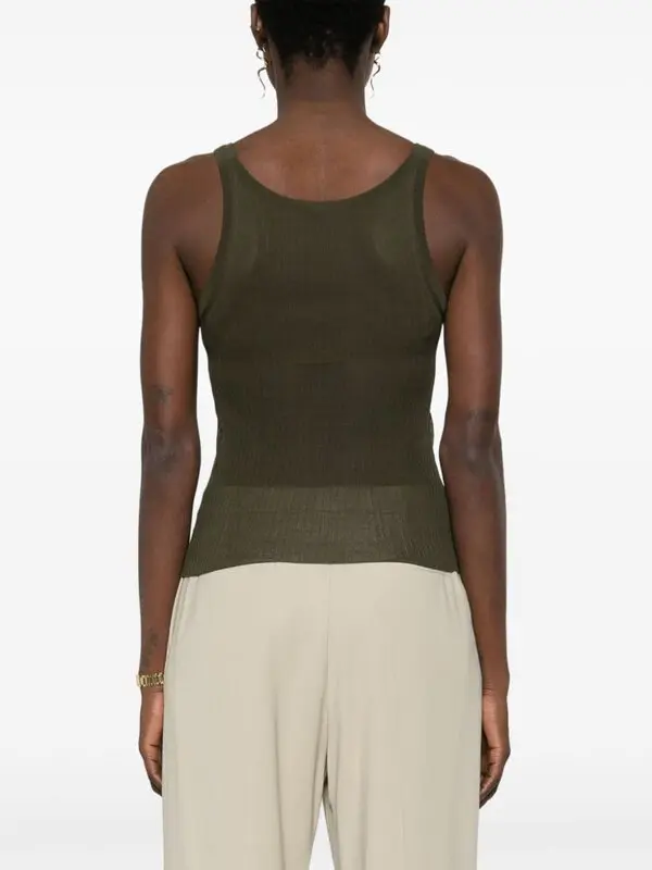 Max Mara Bastia Ribbed Silk Top - Green