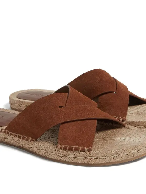 Zegna Crossover Strap Suede Sandals - Brown