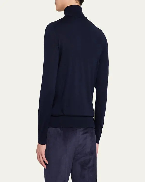 Gabriela Hearst Jermaine Merino Wool Knit Turtleneck Sweater - Navy