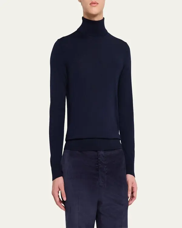 Gabriela Hearst Jermaine Merino Wool Knit Turtleneck Sweater - Navy