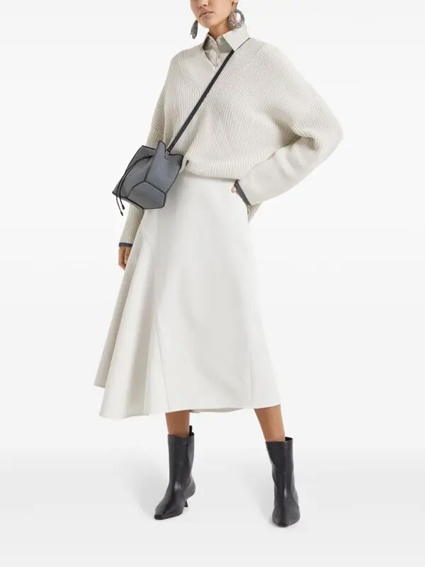 Brunello Cucinelli Asymmetric A-line Midi Skirt