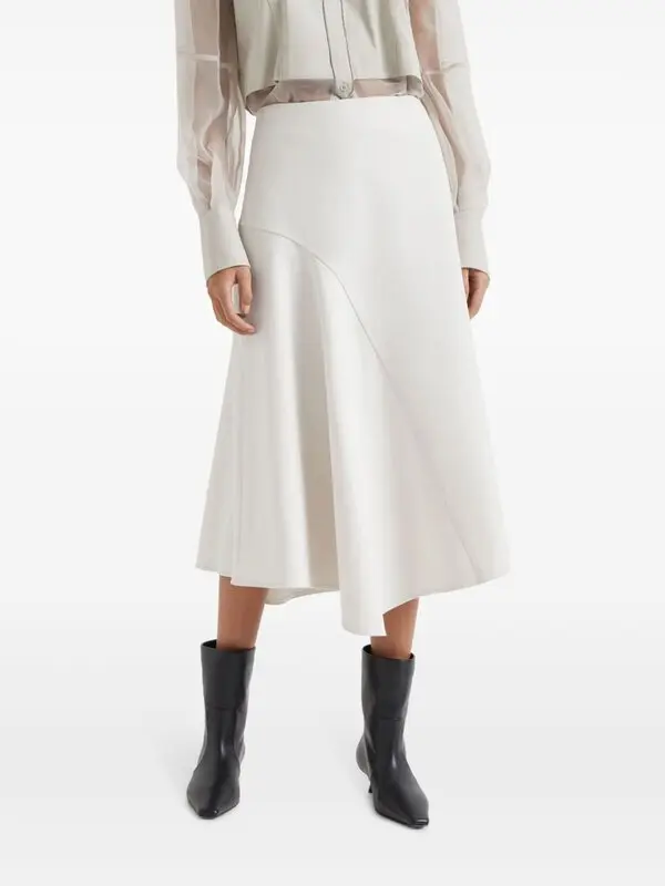 Brunello Cucinelli Asymmetric A-line Midi Skirt
