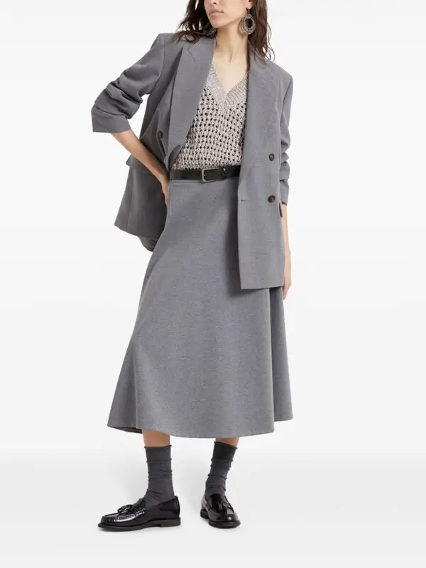 Brunello Cucinelli A-line Midi Skirt - Grey