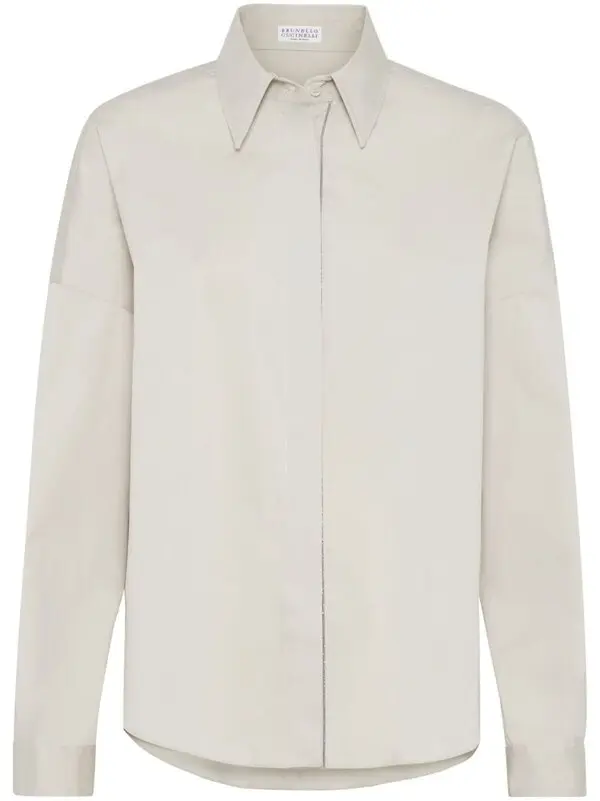 Brunello Cucinelli Monili-embellished Shirt - Neutrals