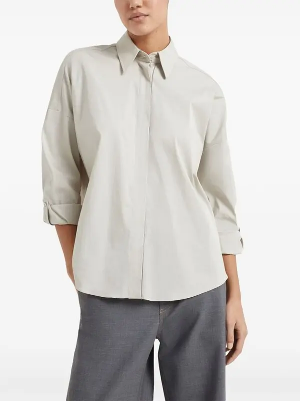 Brunello Cucinelli Monili-embellished Shirt - Neutrals