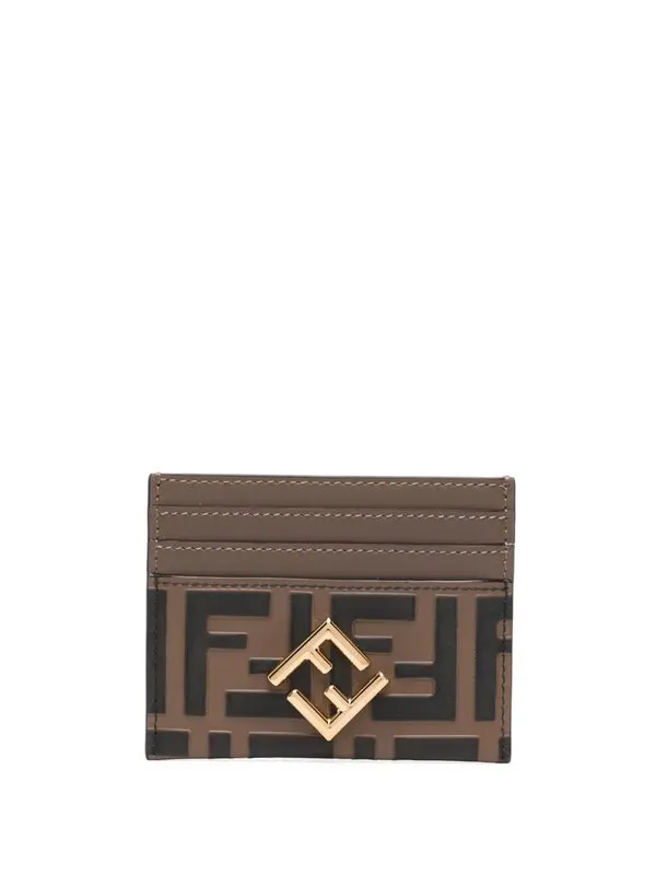 Fendi Ff Diamonds Leather Cardholder - Brown