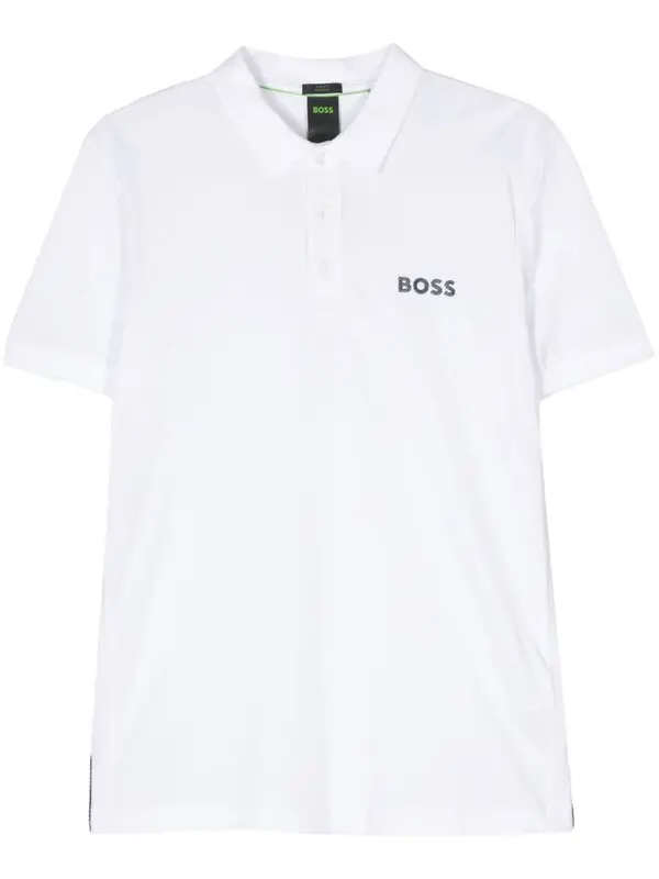BOSS Logo-rubberised Polo Shirt - White