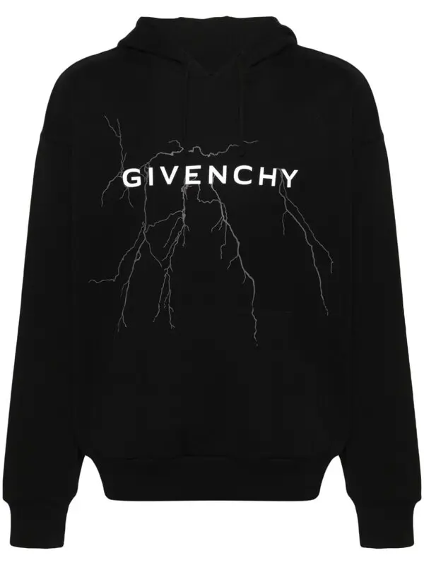 Givenchy Thunderbolt Print Cotton Hoodie