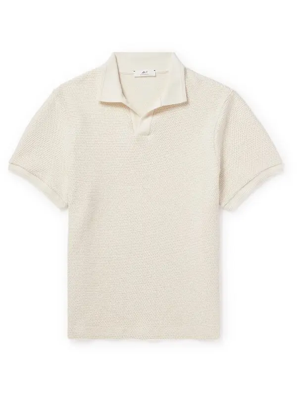 Mr P. Golf Textured-knit Organic Cotton Polo Shirt