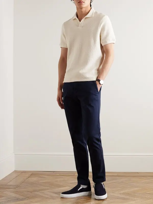 Mr P. Golf Textured-knit Organic Cotton Polo Shirt