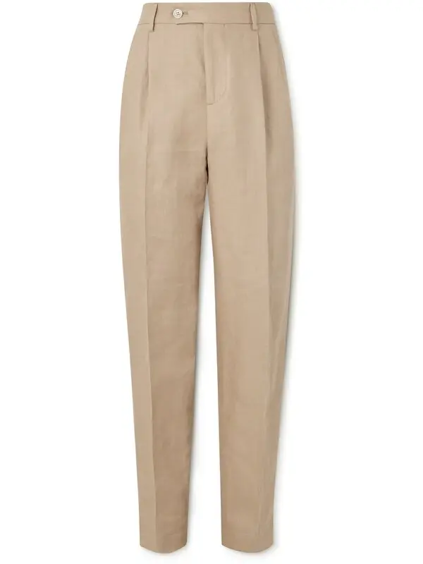 Brunello Cucinelli Straight-leg Pleated Linen Suit Trousers